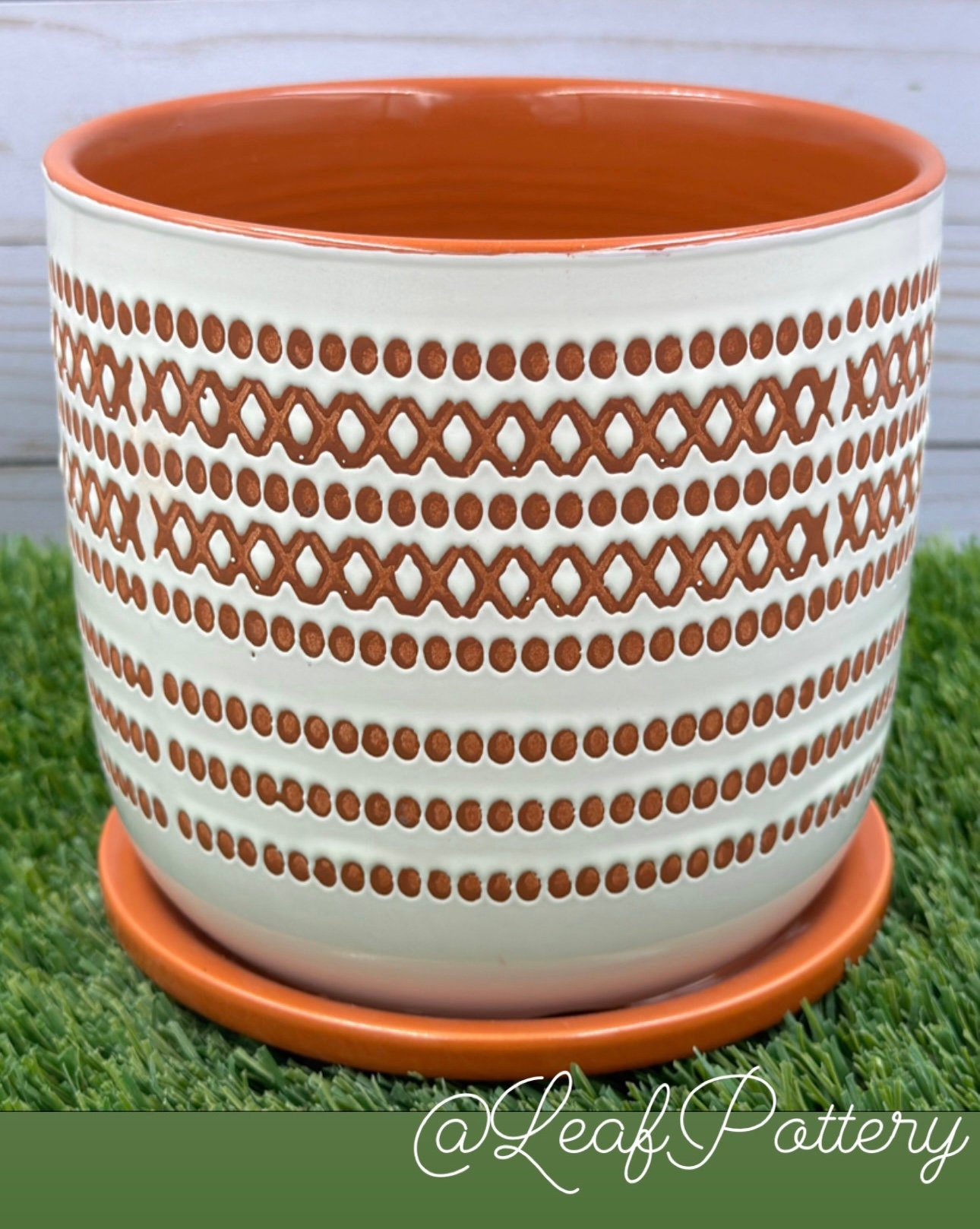 Azahar Orange Ceramic Planter Pot With Saucer - Etsy