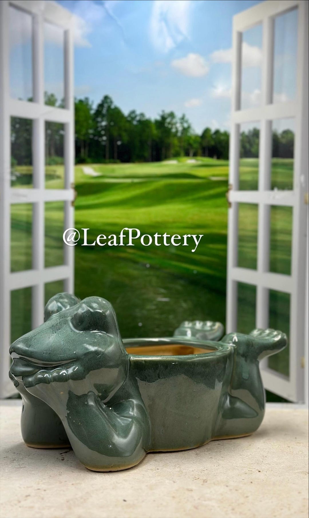 Sabrina the Frog Green Ceramic Planter Pot/ Planters and Pots/ceramic ...