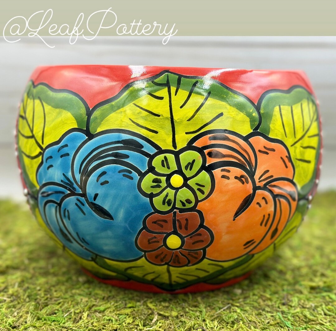 Minerva Talavera Handmade Multi Colored Ceramic Planter - Etsy