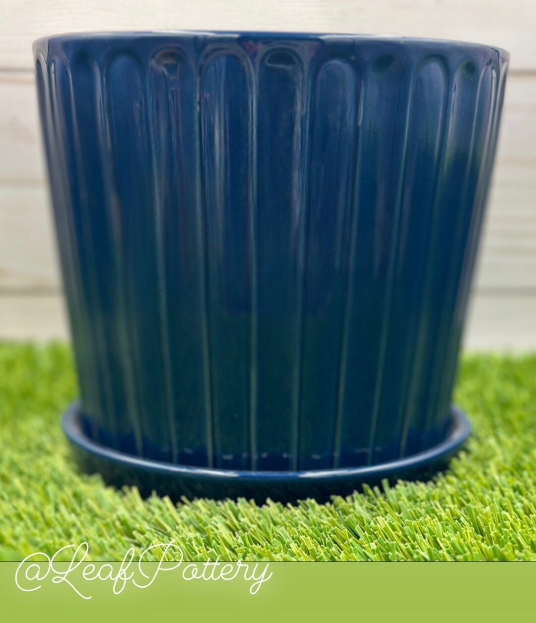 Pancho Blue Ceramic Planter Pot With Saucer Attached/planters and Pots ...