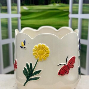 Benedicta Scallop Spring Flowers Multi Colored Ceramic Planter Pot ...