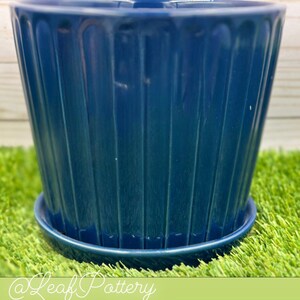 Pancho Blue Ceramic Planter Pot With Saucer Attached/planters and Pots ...