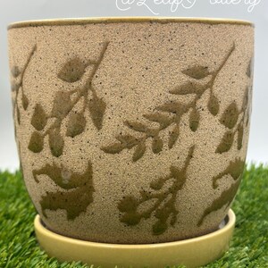 Green Leafy Ceramic Planter Pot With Saucer Attached/planter Pot/green ...