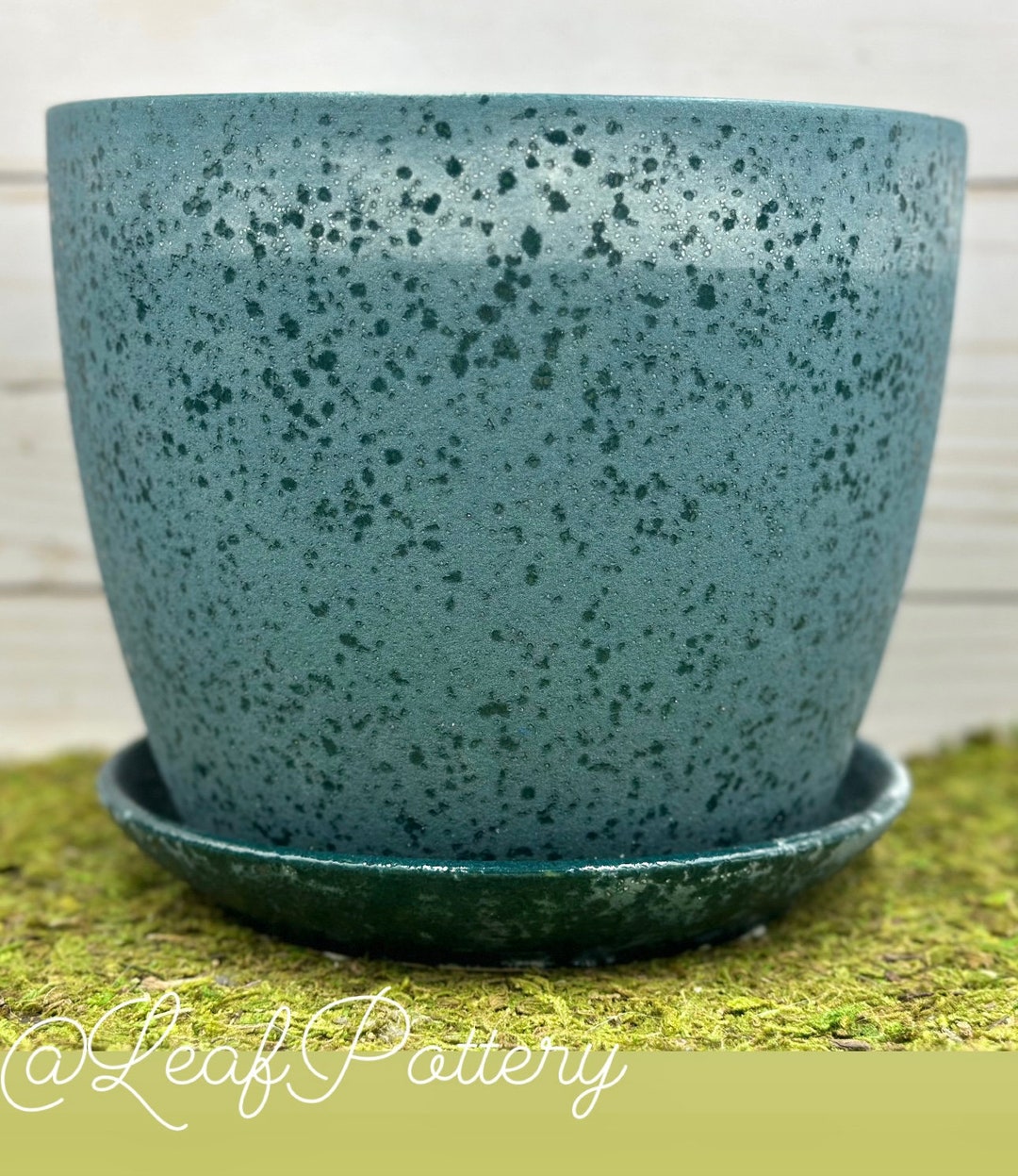 Maria Teal LG Ceramic Planter Pot With Saucer Attached/ Planters and ...