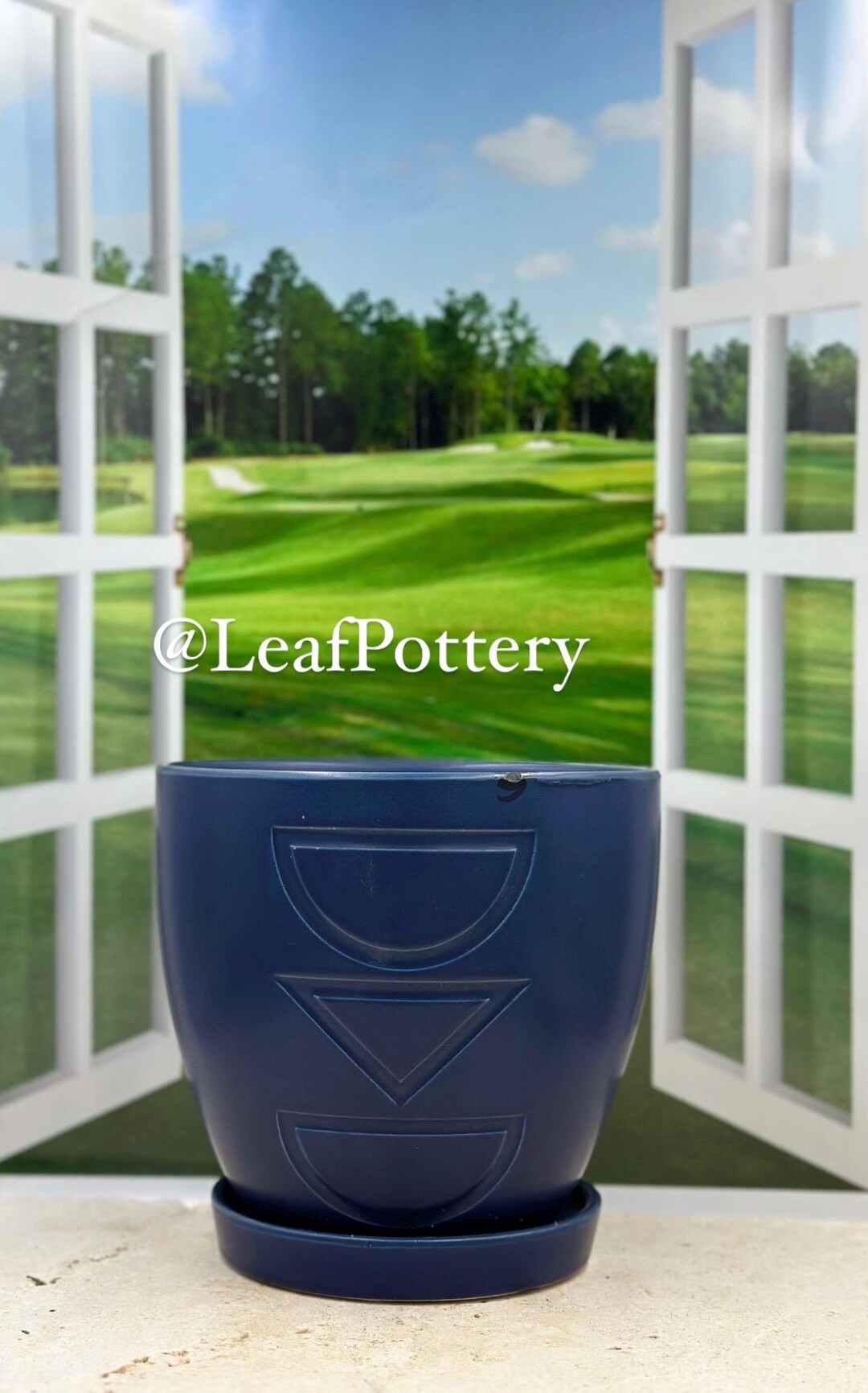 Mandy Blue Ceramic Planter Pot With Saucer Attached/ Planters and Pots ...