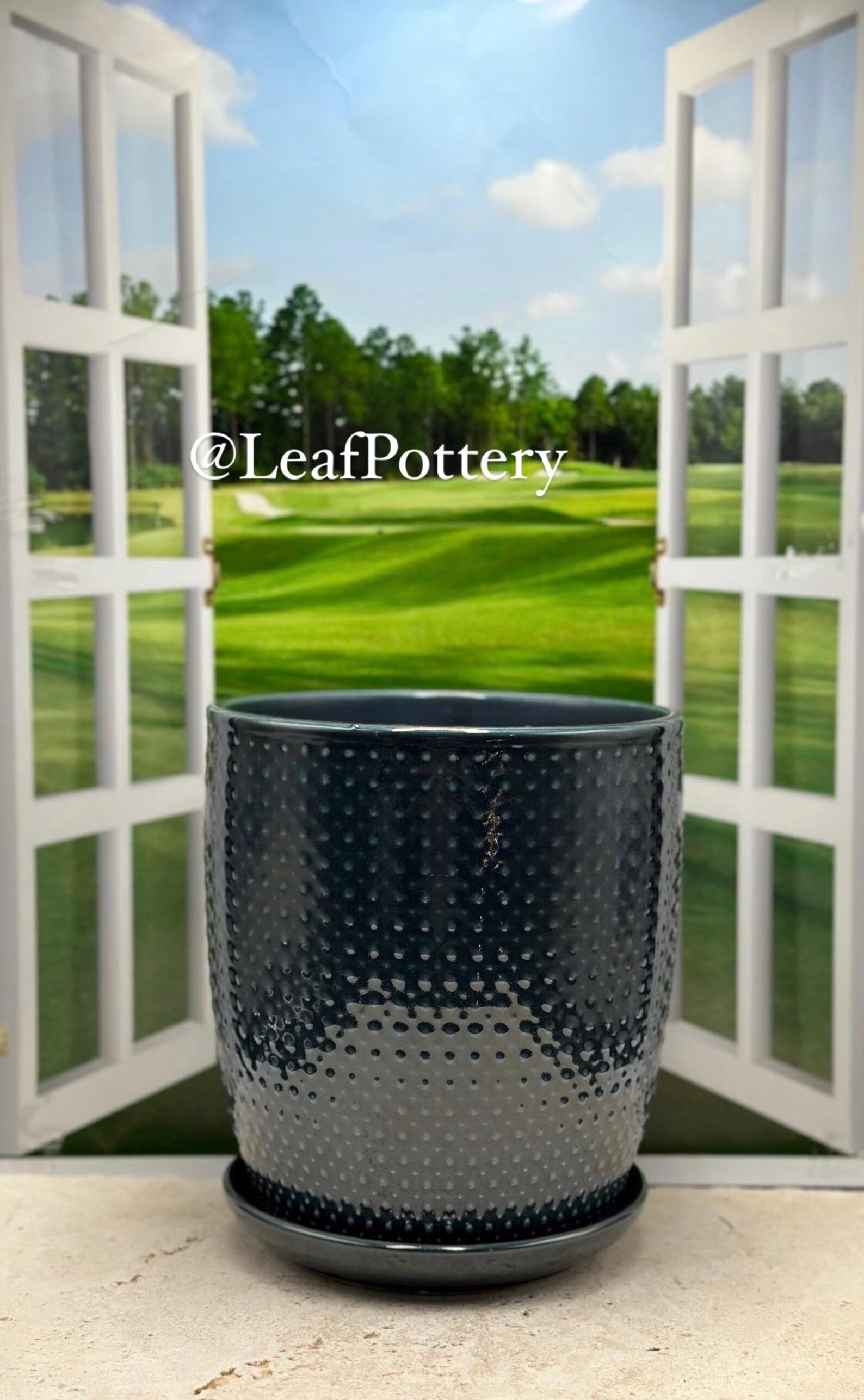 Sherley Glossy (LG) Blue Ceramic Planter With Saucer Attached/planters ...