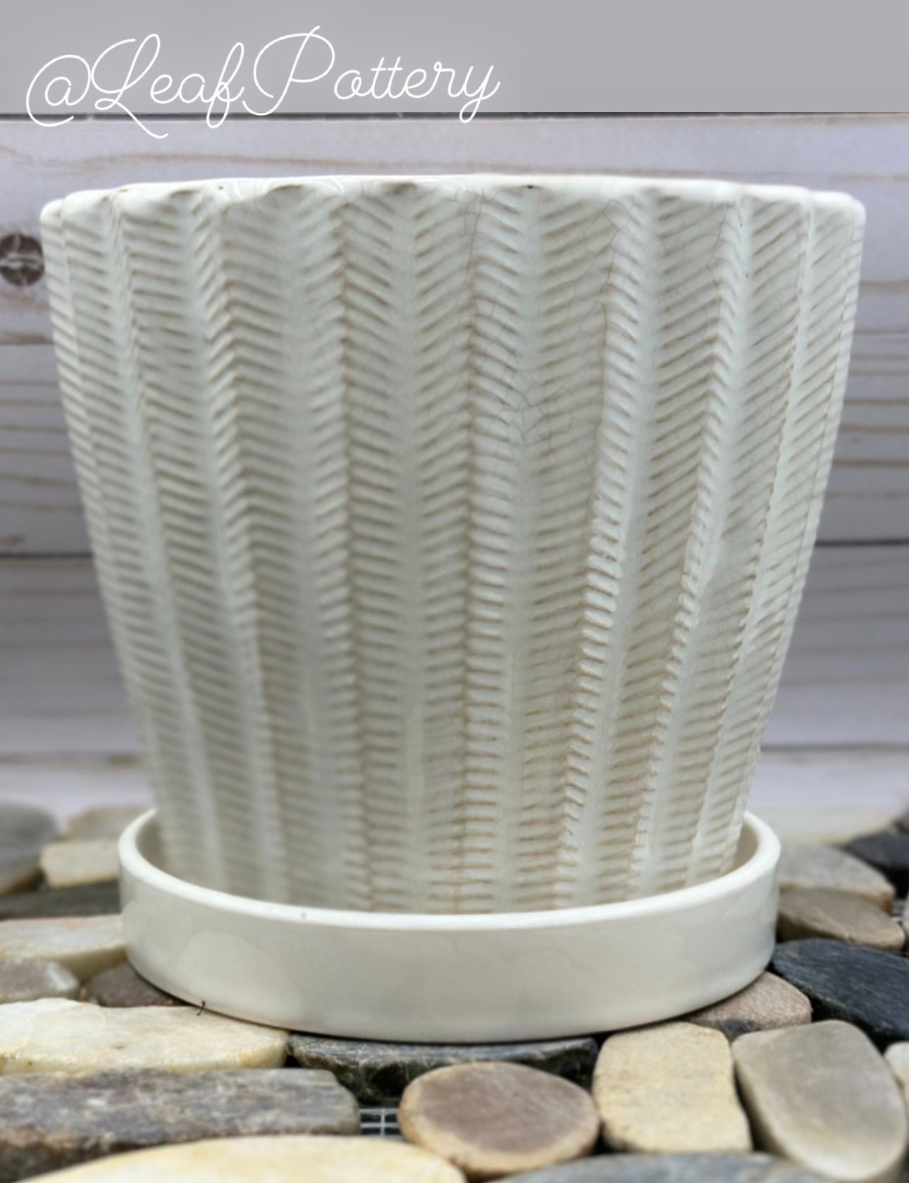 Jenna White Ceramic Planter Pot With Saucer Attached/planters and Pots ...
