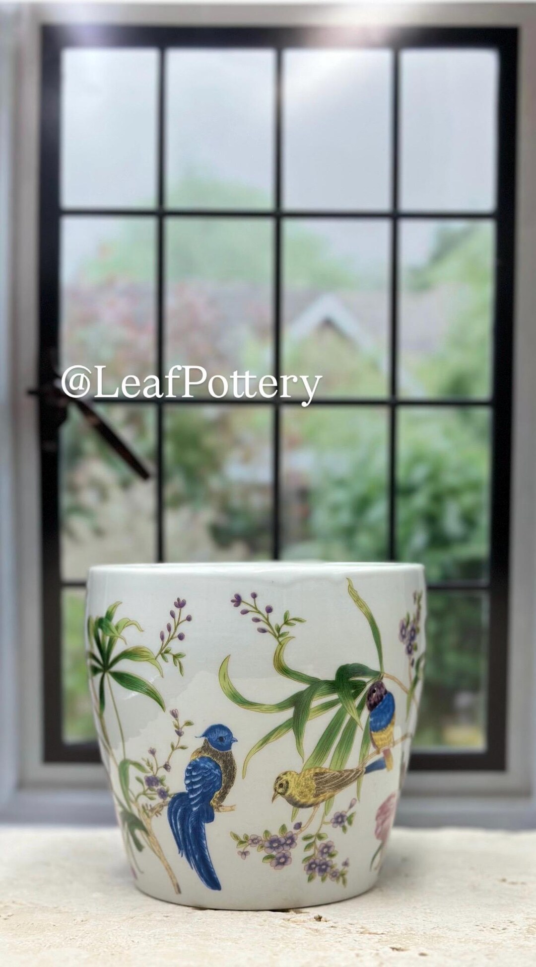 Happy Birds & Flowers (SM) Multi Colored Ceramic Planter Pot/ceramic ...