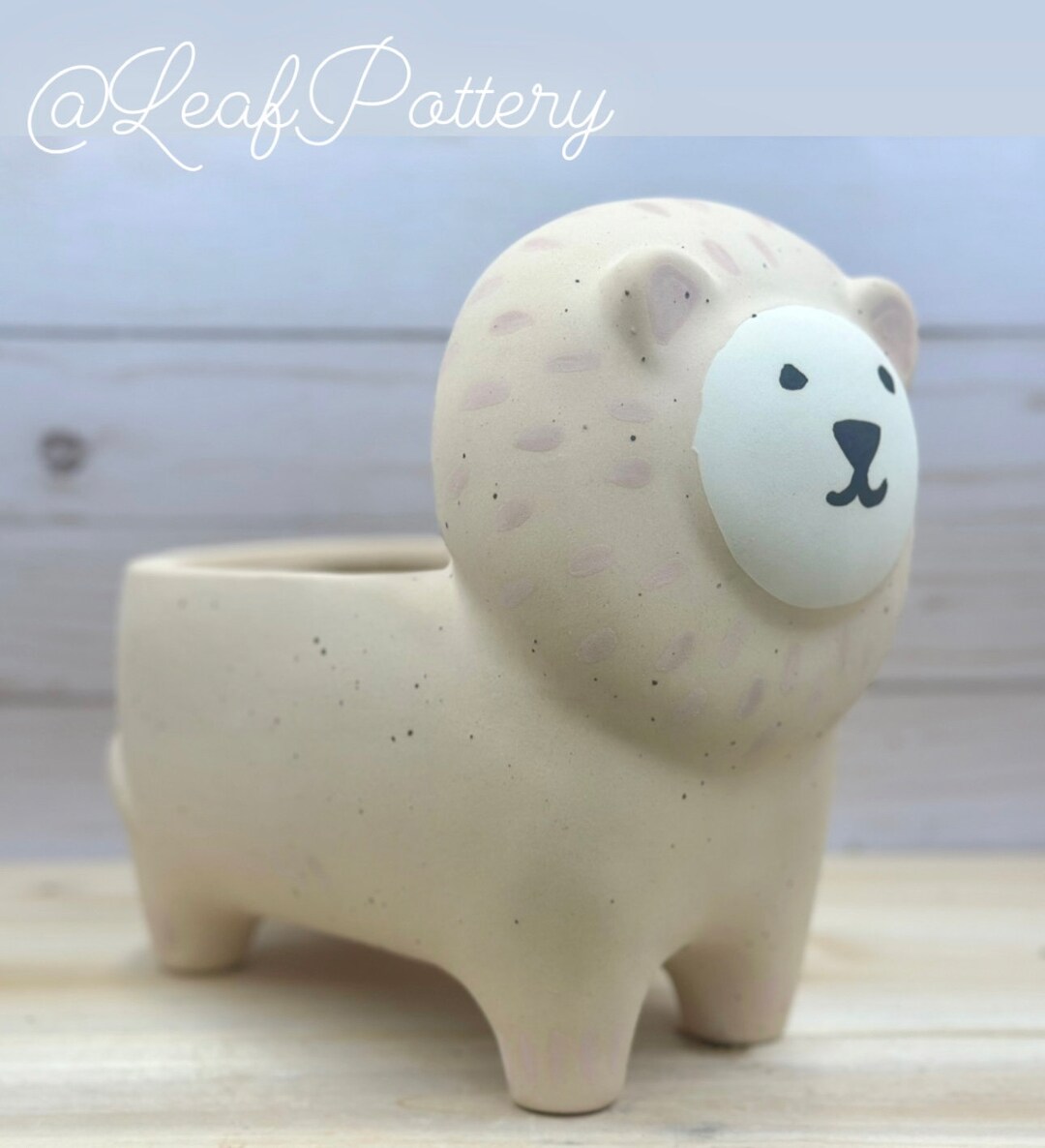 Simba the Lion Beige/pink Ceramic Planter Pot/planters and Pots ...