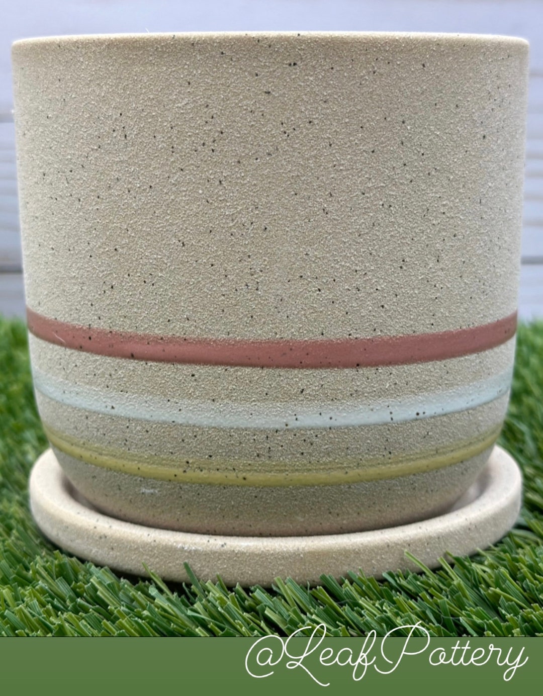 Melanie Beige/pink SM Ceramic Planter Pot With Saucer Attached/planters ...