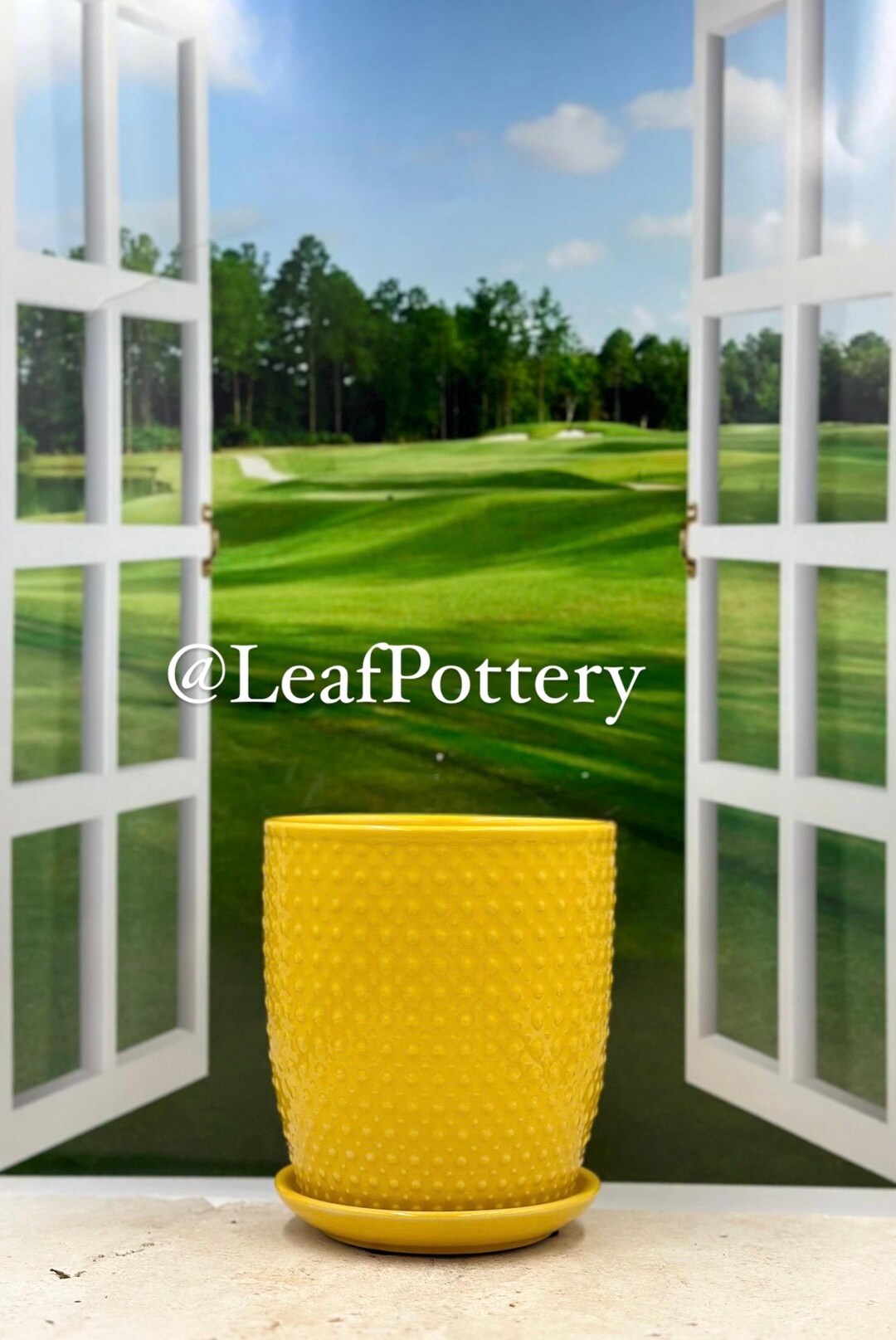 Sherley (SM) Yellow Ceramic Planter Pot With Saucer Attached/ Planters ...