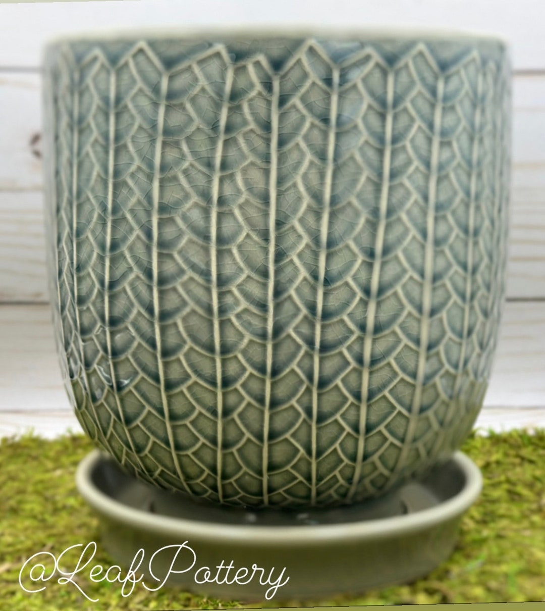 Gray Sache Ceramic Planter Pot With Saucer Attached /planters - Etsy