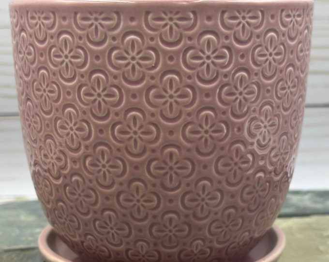 Carnation (SM) Ceramic Planter Pot With Saucer Attached/ Planters and ...