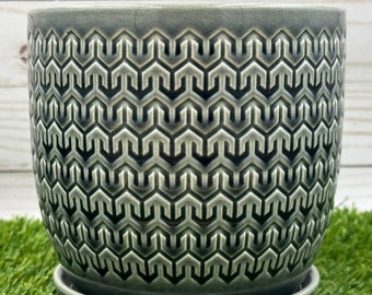 Sage Sache LG Ceramic Planter Pot With Saucer Attached/planters and ...