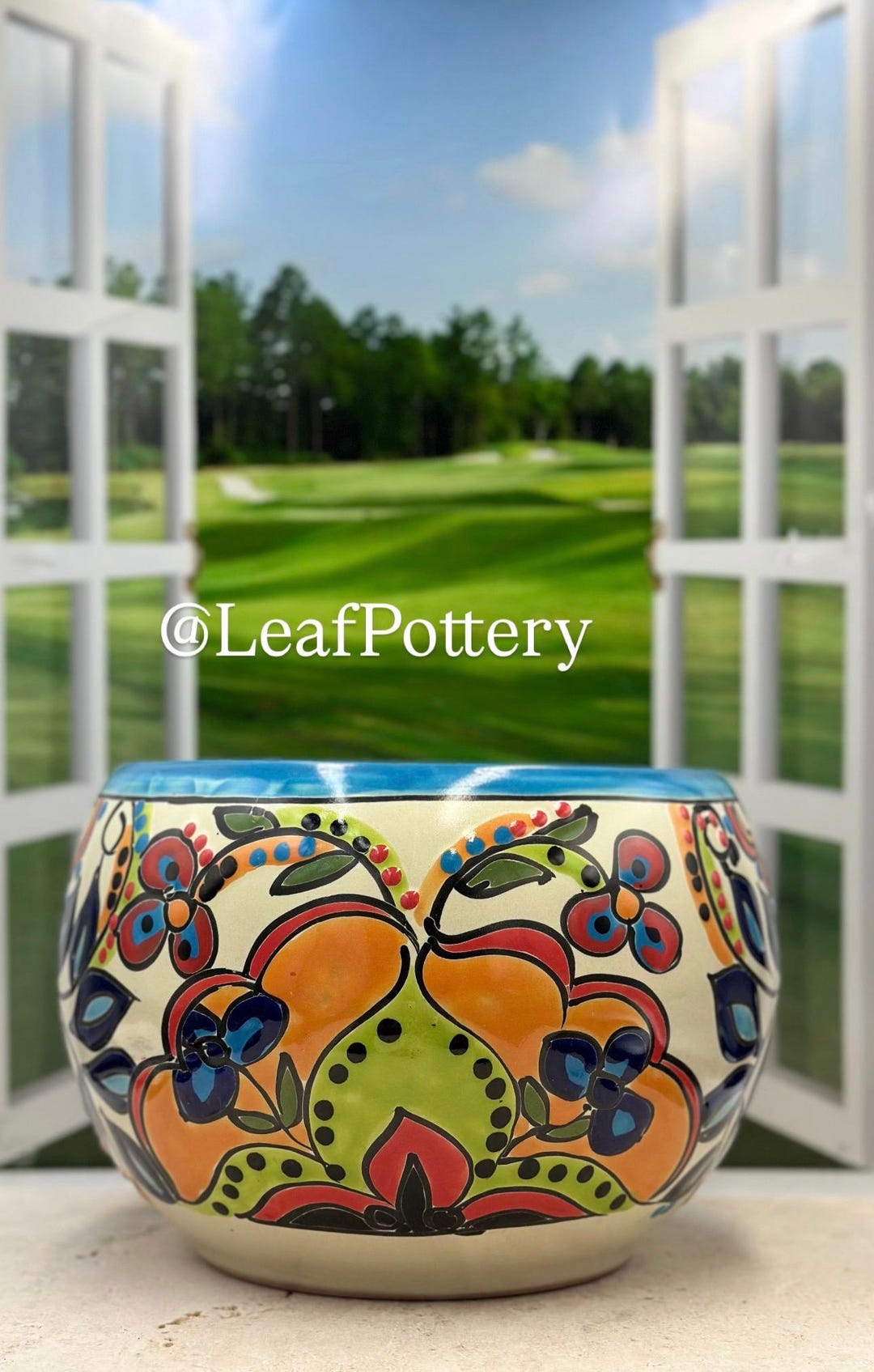 Jordana (md) talavera handmade multi colored ceramic planter pot ...
