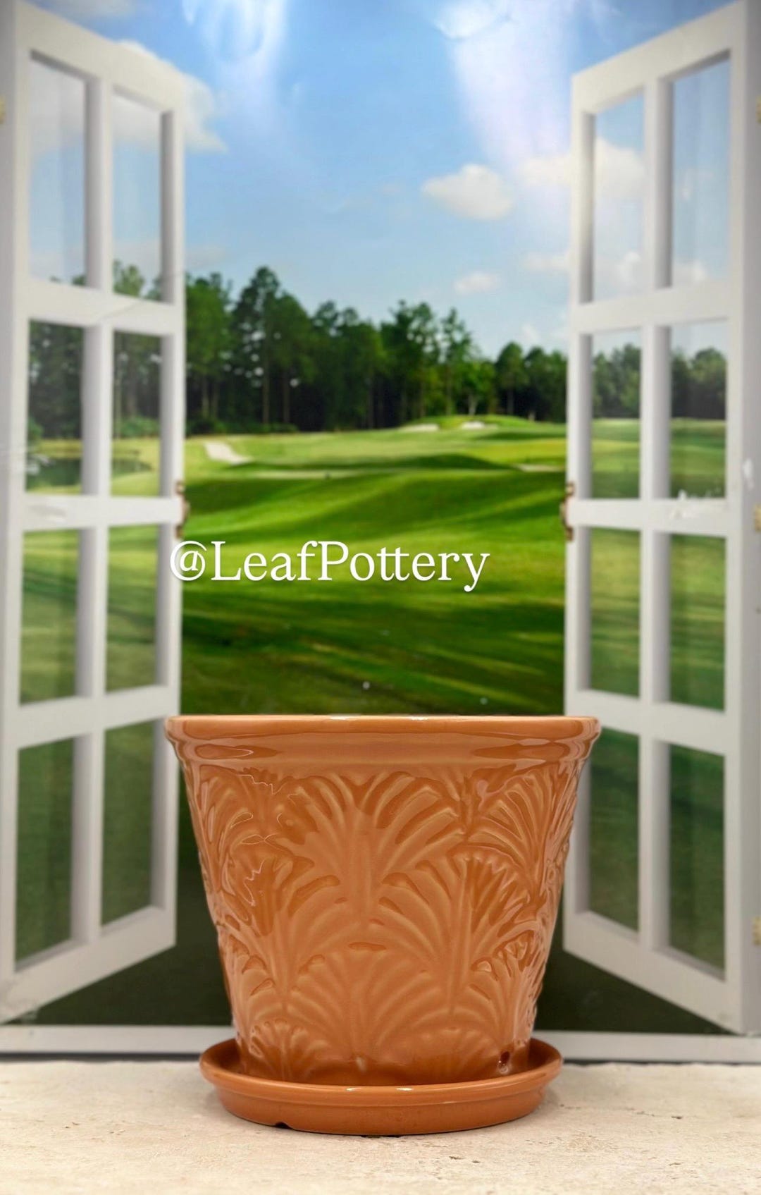 Alani Orange Ceramic Planter Pot With Saucer Attached/planters and Pots ...