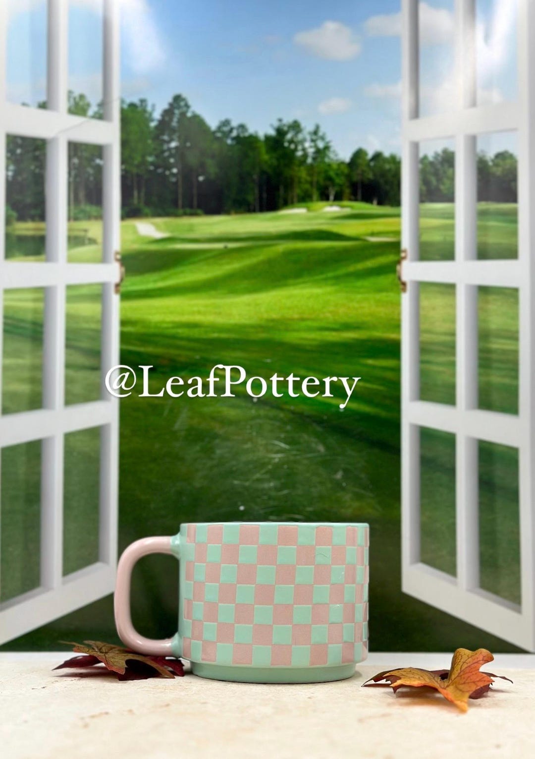 Checkered Aqua/pink 20oz Ceramic Mug/ Coffee Mug/ Birthday Gift/gift ...