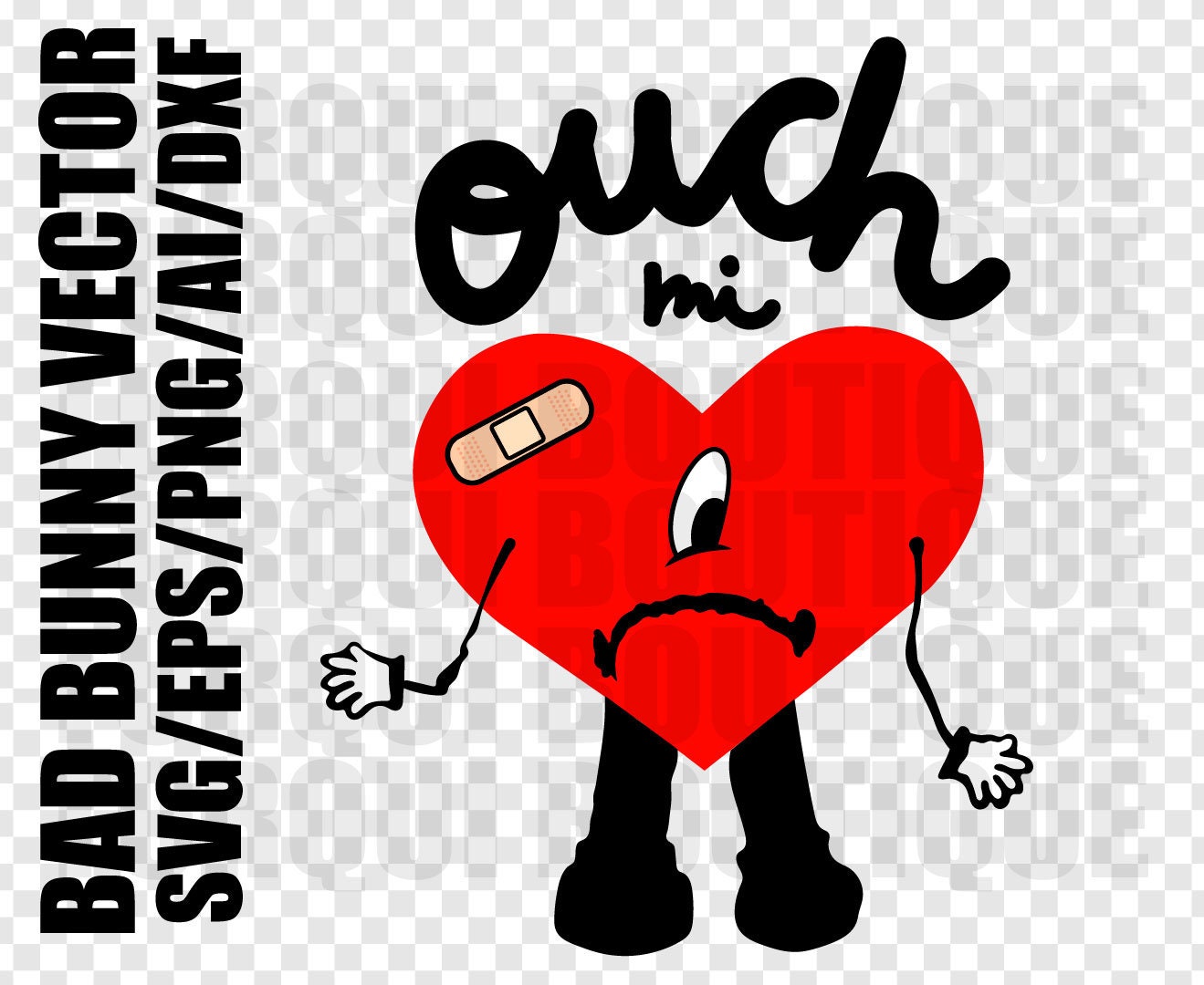 Ouch mi corazón Bad Bunny SVG/PNG/AI Vector Digital File for - Etsy México