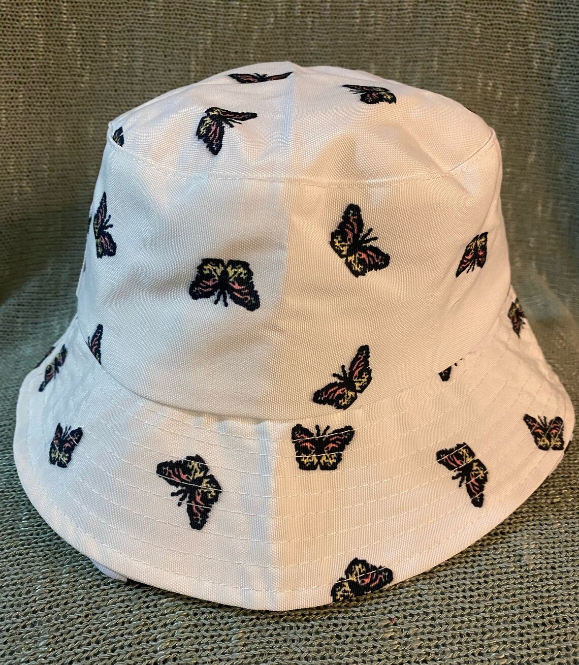 Butterflies In White Bucket Hat Etsy