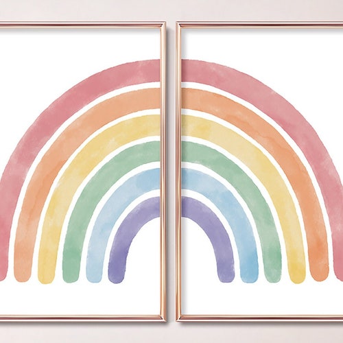 Watercolor Rainbow Print Set Watercolor Rainbow Wall Art | Etsy