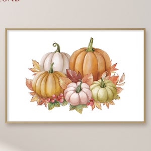 Fall Art Watercolor Pumpkin, Fall Wall Decor, Fall Wall Art, Set of 3 ...