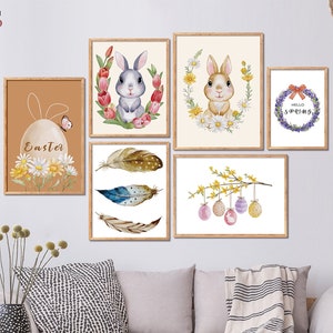 Easter Printable Set, Spring Prints, Set of 6 Print, Spring Wall Art ...