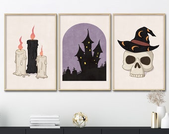 Halloween Printable Wall Art Halloween Decor Print Set of 3 | Etsy
