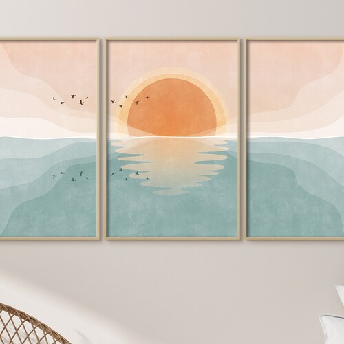 Ocean Waves Print Boho Beach Print Ocean Wall Art Modern - Etsy