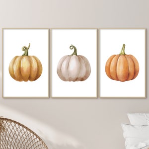 Fall Prints, Watercolor Pumpkin Print, Printable Fall Wall Art, Fall ...