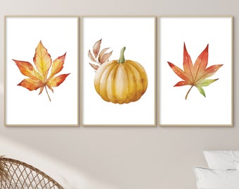 Fall Thanksgiving Decor, Watercolor Pumpkin Print, Fall Printable, Fall ...