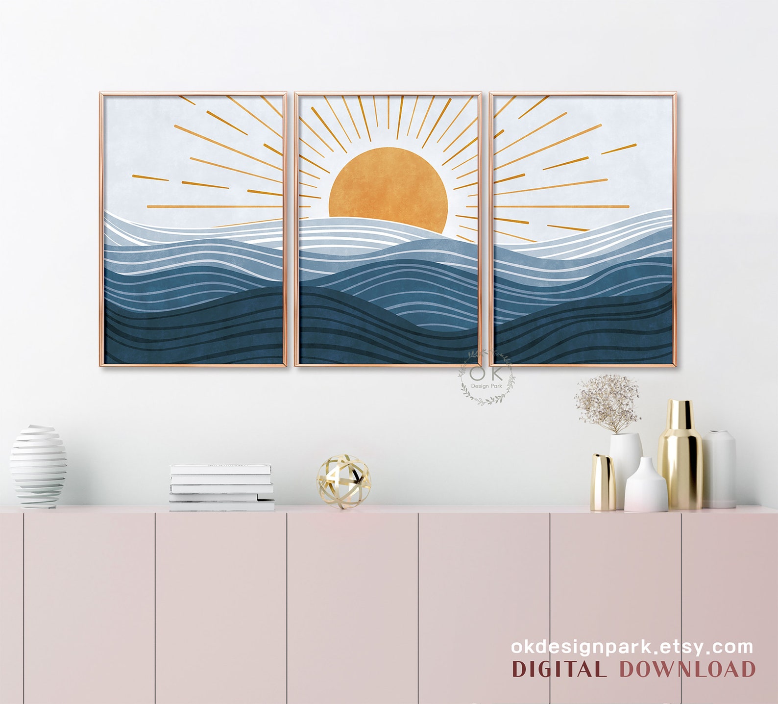 Boho Beach Print Ocean Wall Art Modern Ocean Prints Ocean - Etsy
