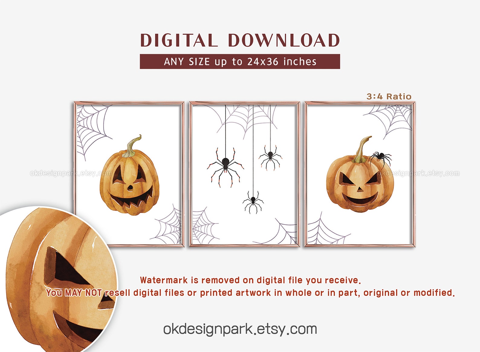 Halloween Printable Wall Art Halloween Decor Print Set of 3 - Etsy
