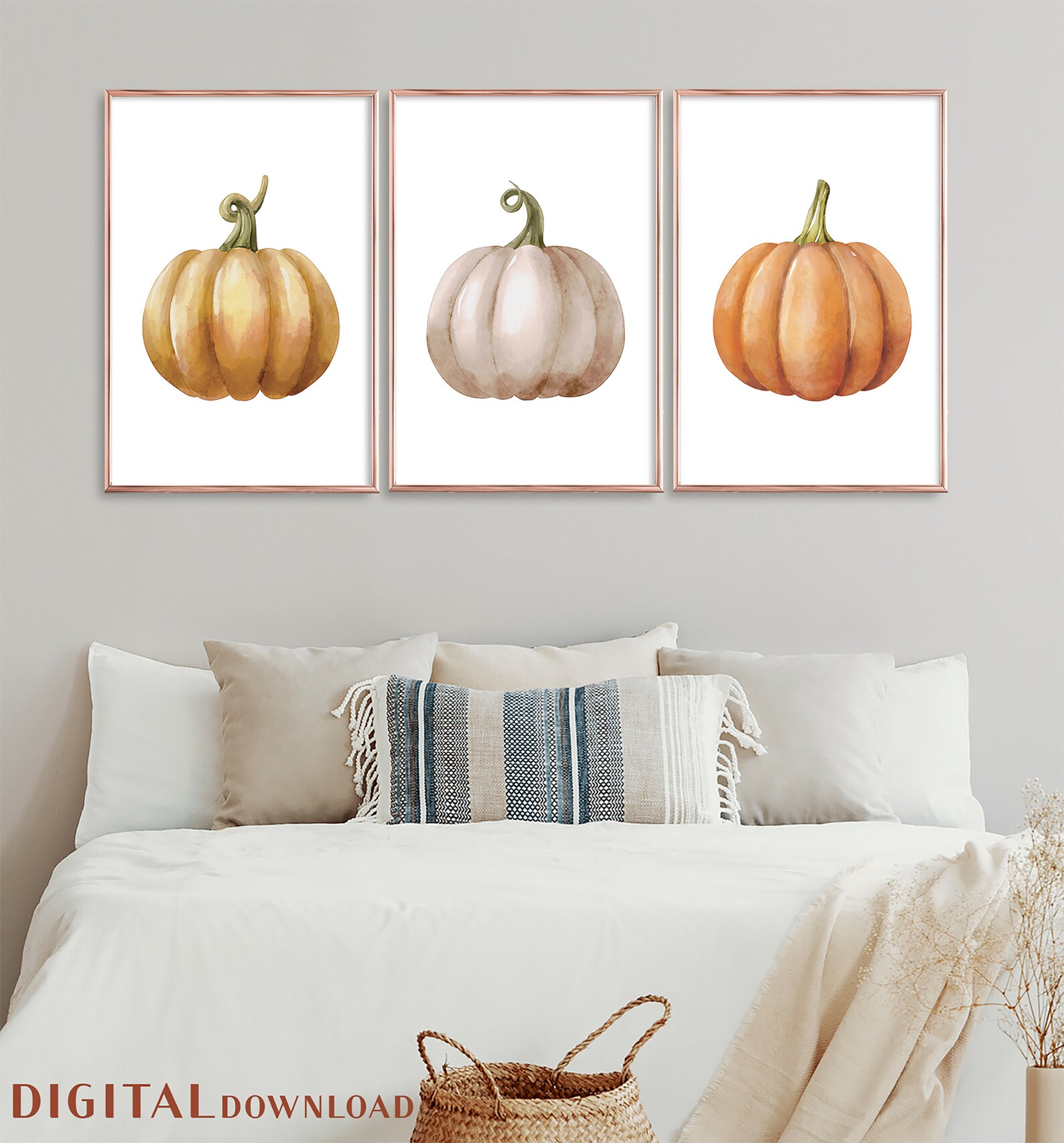 Fall Prints Watercolor Pumpkin Print Printable Fall Wall - Etsy