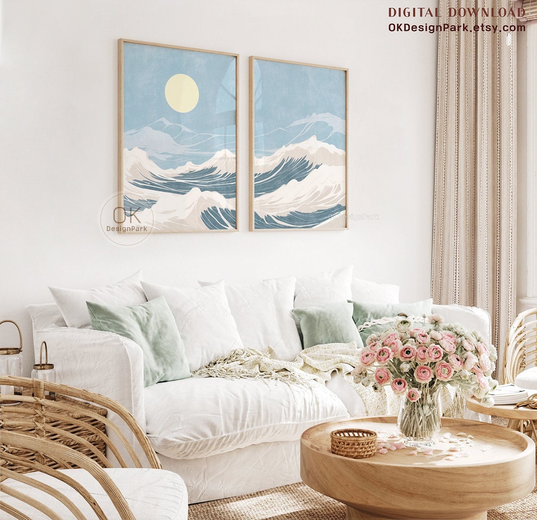 Ocean Wall Art, Modern Ocean Prints, Ocean Waves Print, Boho Beach ...