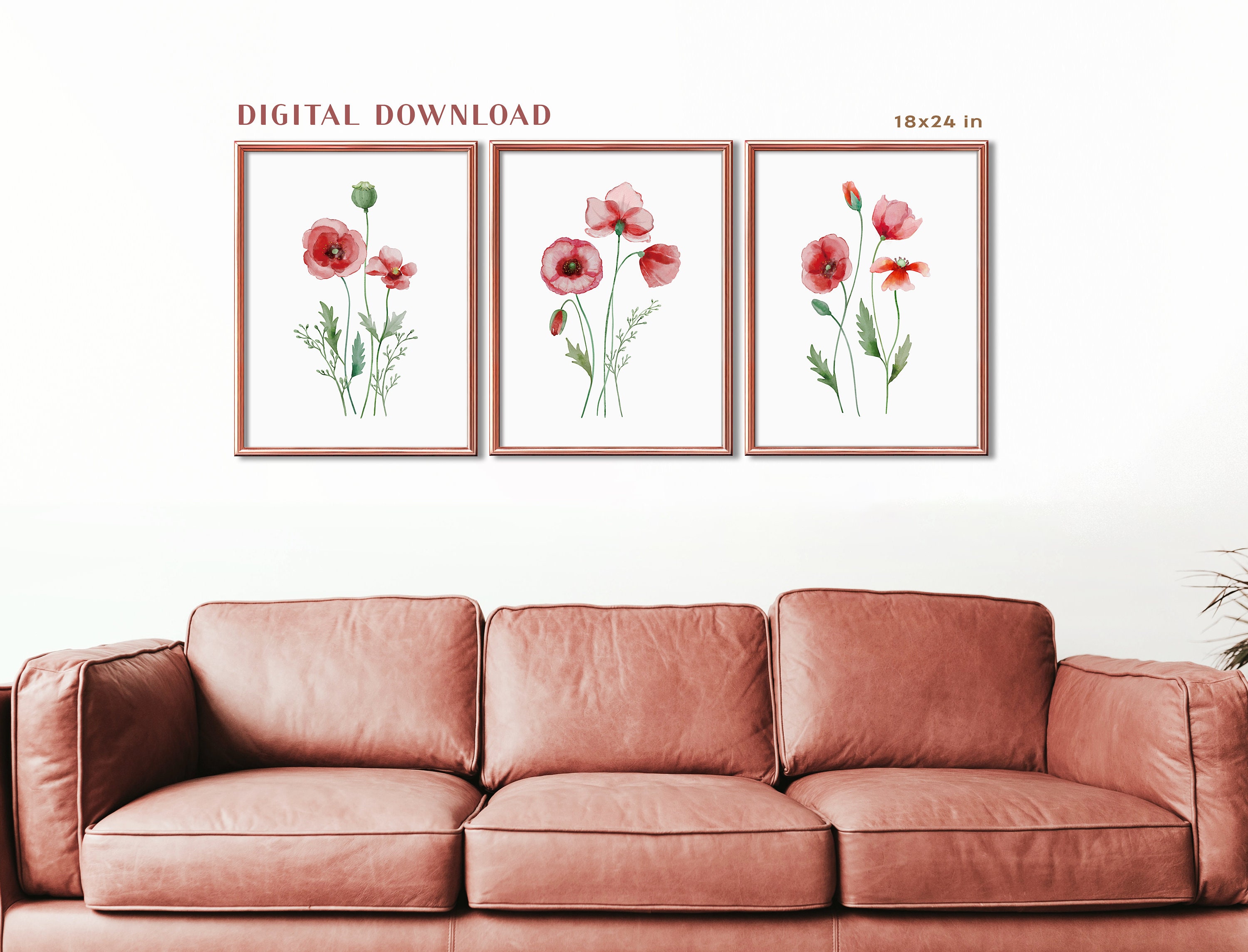 Red Poppy Watercolor Poppy Print Set of 3 Prints Flowers - Etsy