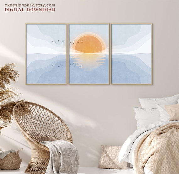 Modern Ocean Prints Ocean Waves Print Boho Beach Print | Etsy