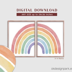 Watercolor Rainbow Print Set Watercolor Rainbow Wall Art | Etsy