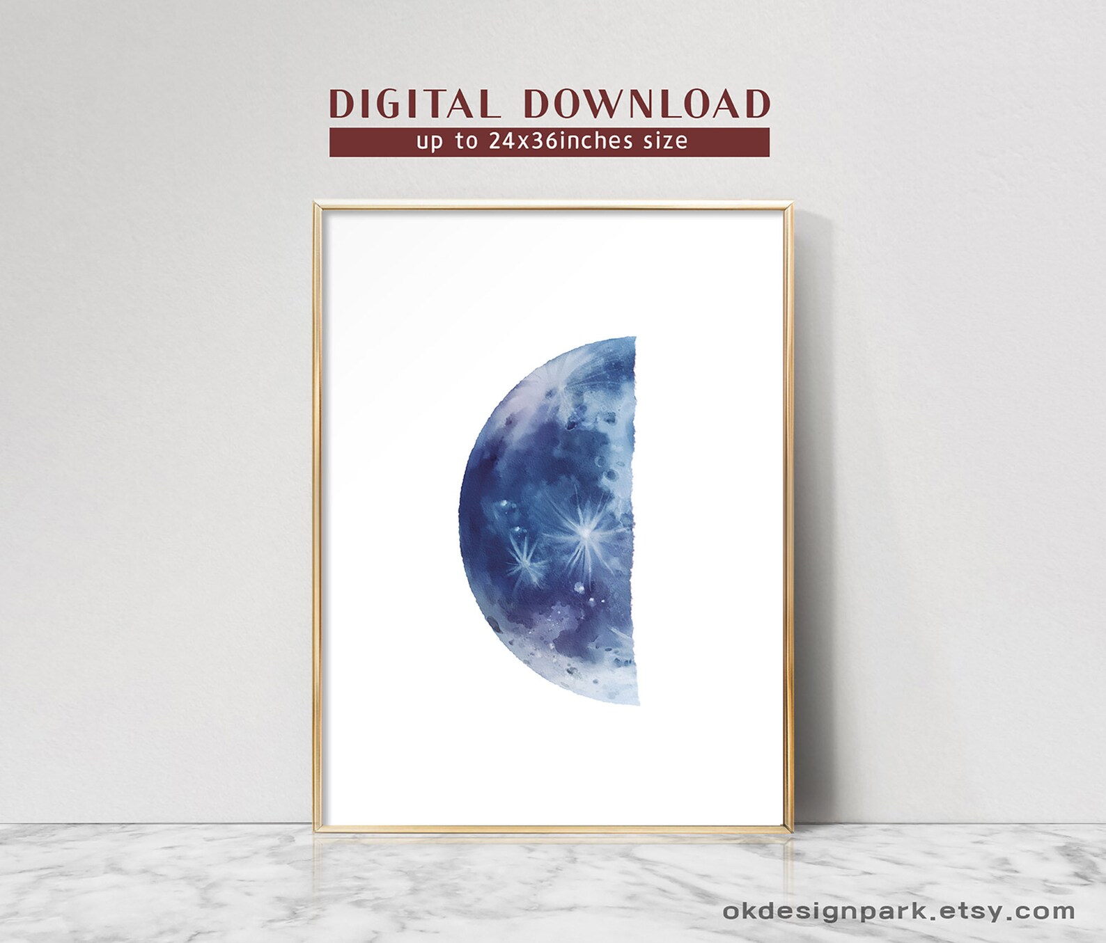 Moon Wall Art Moon Phase Print Set of 5 Moon Prints Living - Etsy
