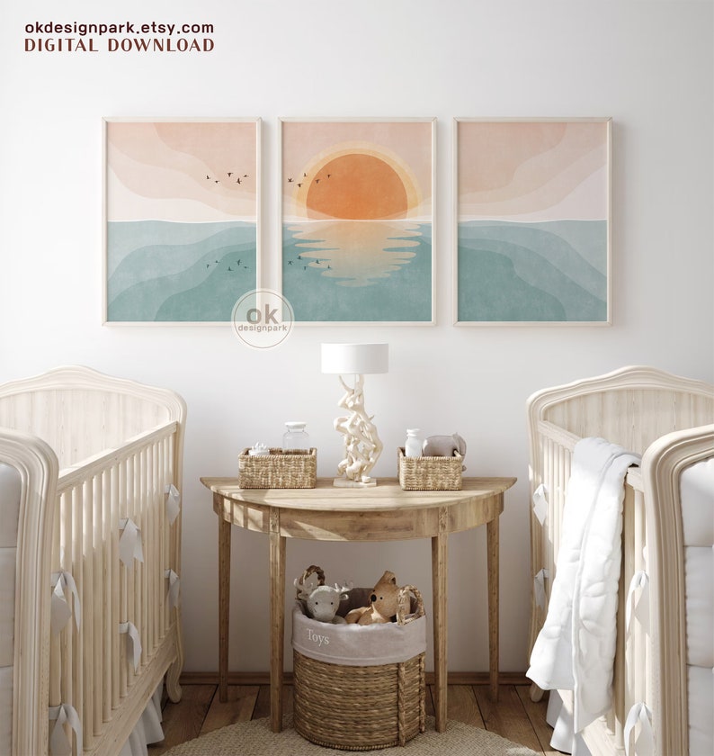 Ocean Waves Print Boho Beach Print Ocean Wall Art Modern - Etsy