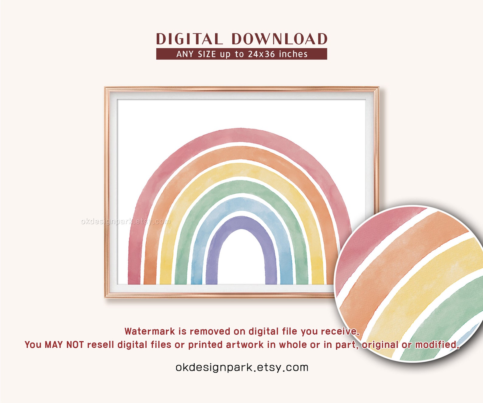 Rainbow Art Prints Printable Wall Art Watercolor Rainbow - Etsy