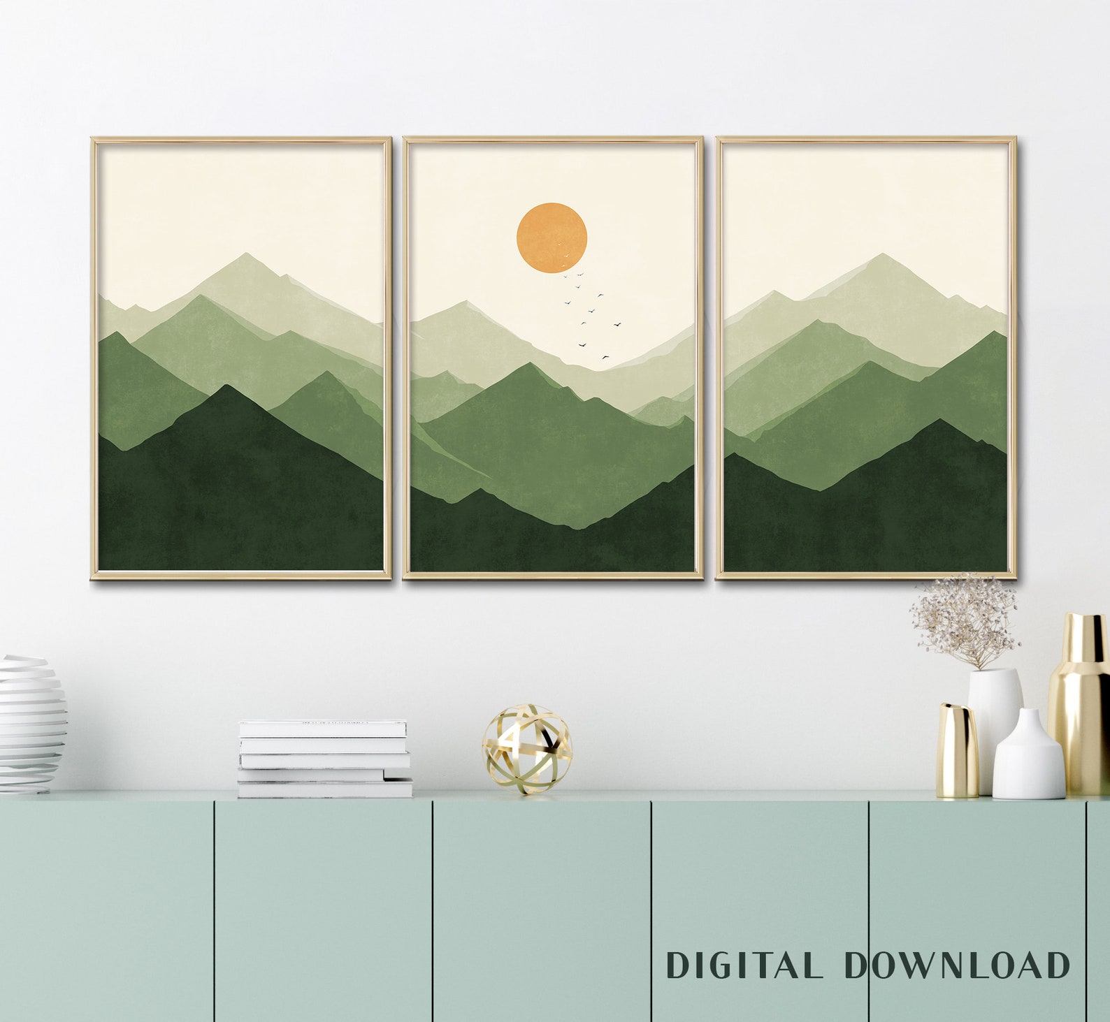 Abstract Landscape Abstract Mountain Print Set of 3 Mountain | Etsy