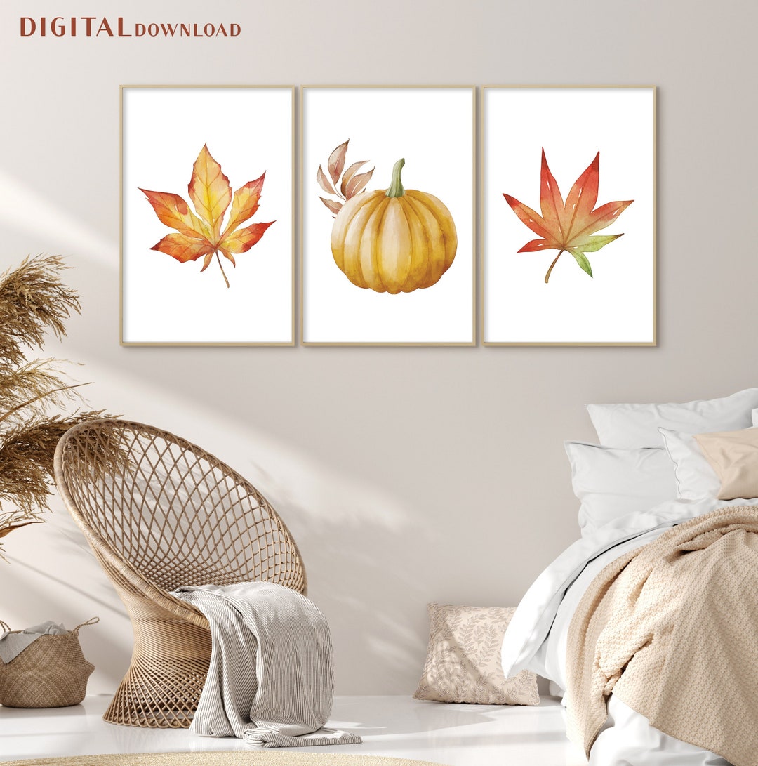 Fall Thanksgiving Decor, Watercolor Pumpkin Print, Fall Printable, Fall ...