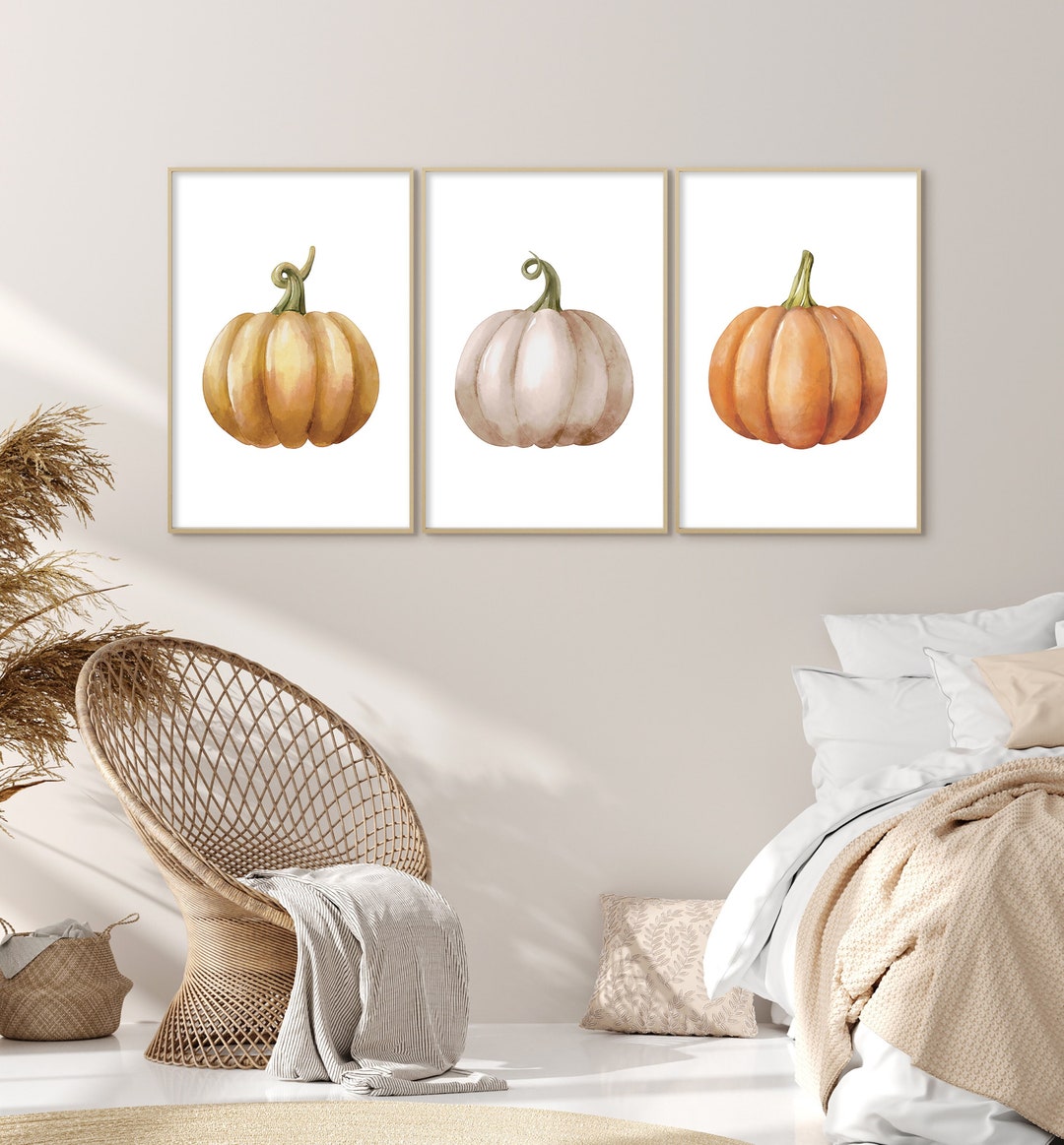 Fall Prints, Watercolor Pumpkin Print, Printable Fall Wall Art, Fall ...