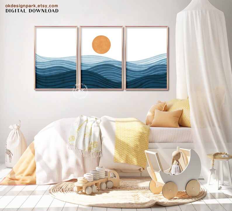 Boho Beach Print Ocean Waves Print Ocean Wall Art Modern - Etsy