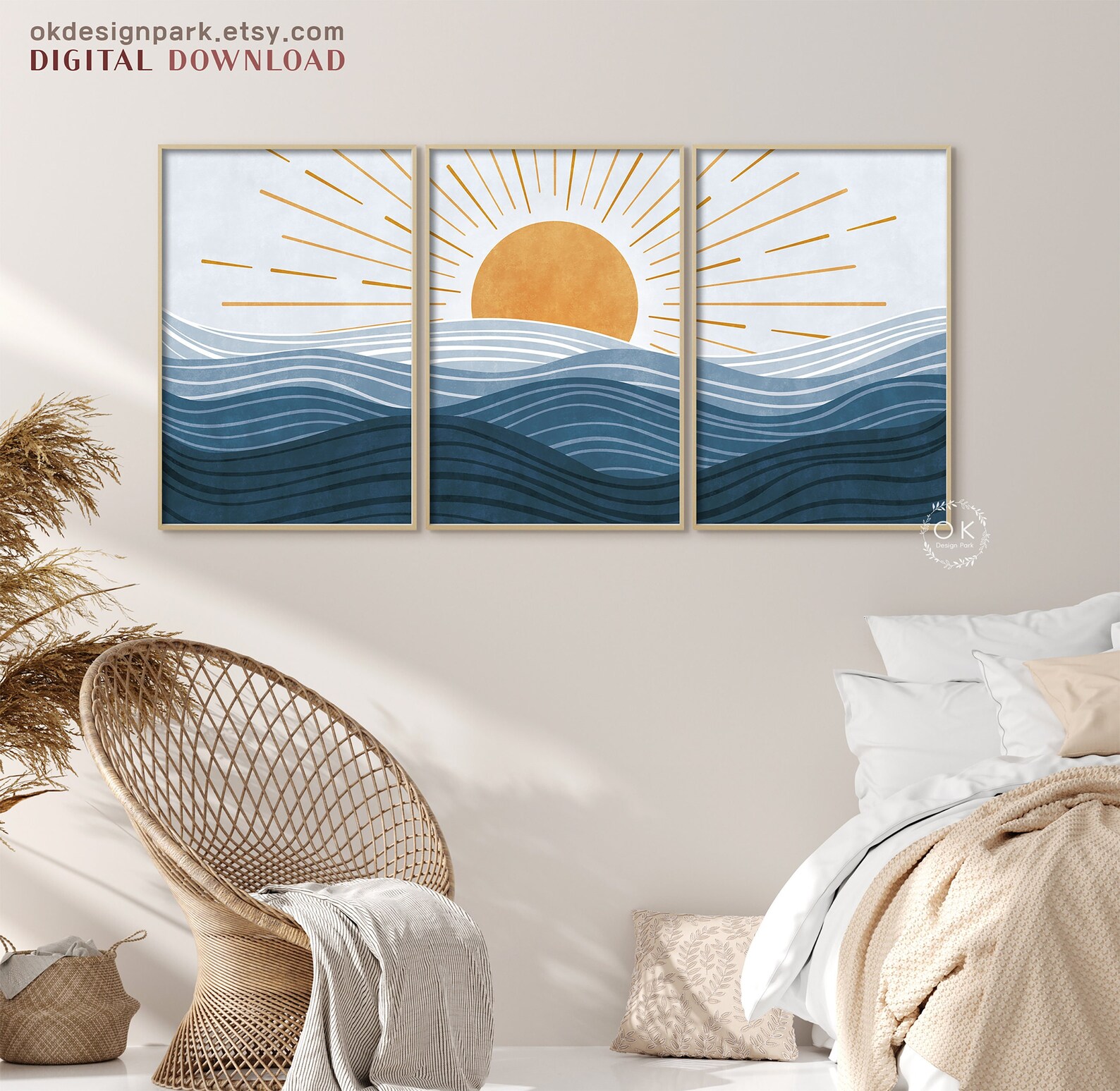 Boho Beach Print Ocean Wall Art Modern Ocean Prints Ocean - Etsy