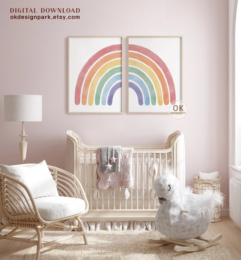 Watercolor Rainbow Print Set Watercolor Rainbow Wall Art - Etsy