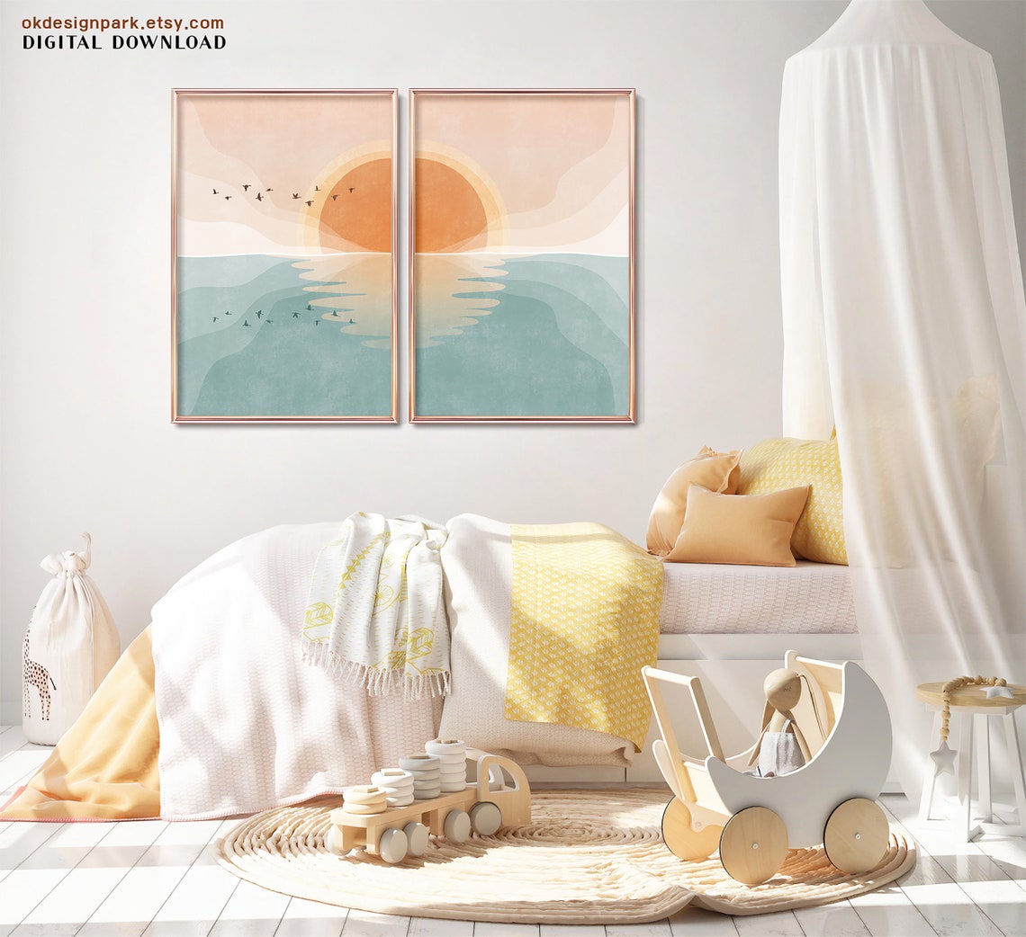 Ocean Waves Print Boho Beach Print Ocean Wall Art Modern - Etsy