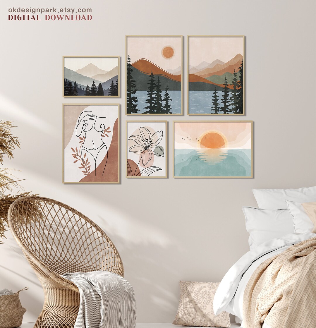 Abstract Poster Set, Gallery Wall Set, Minimalist Art, Prints Set of 6 ...