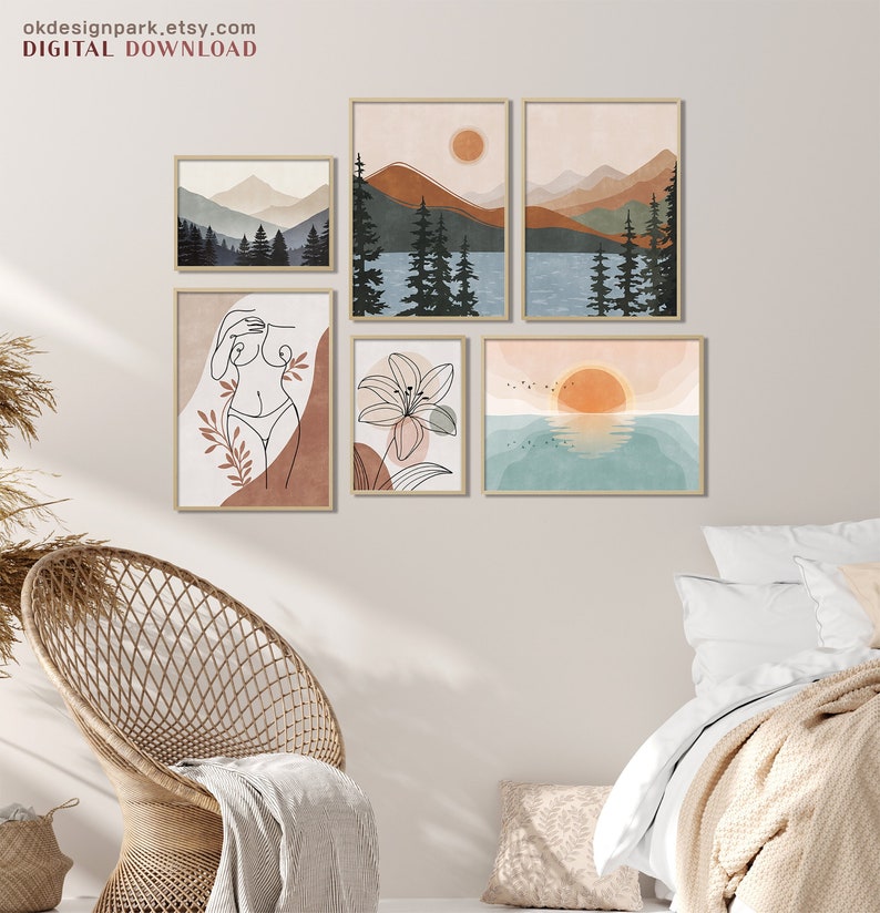 Abstract Poster Set, Gallery Wall Set, Minimalist Art, Prints Set of 6 ...