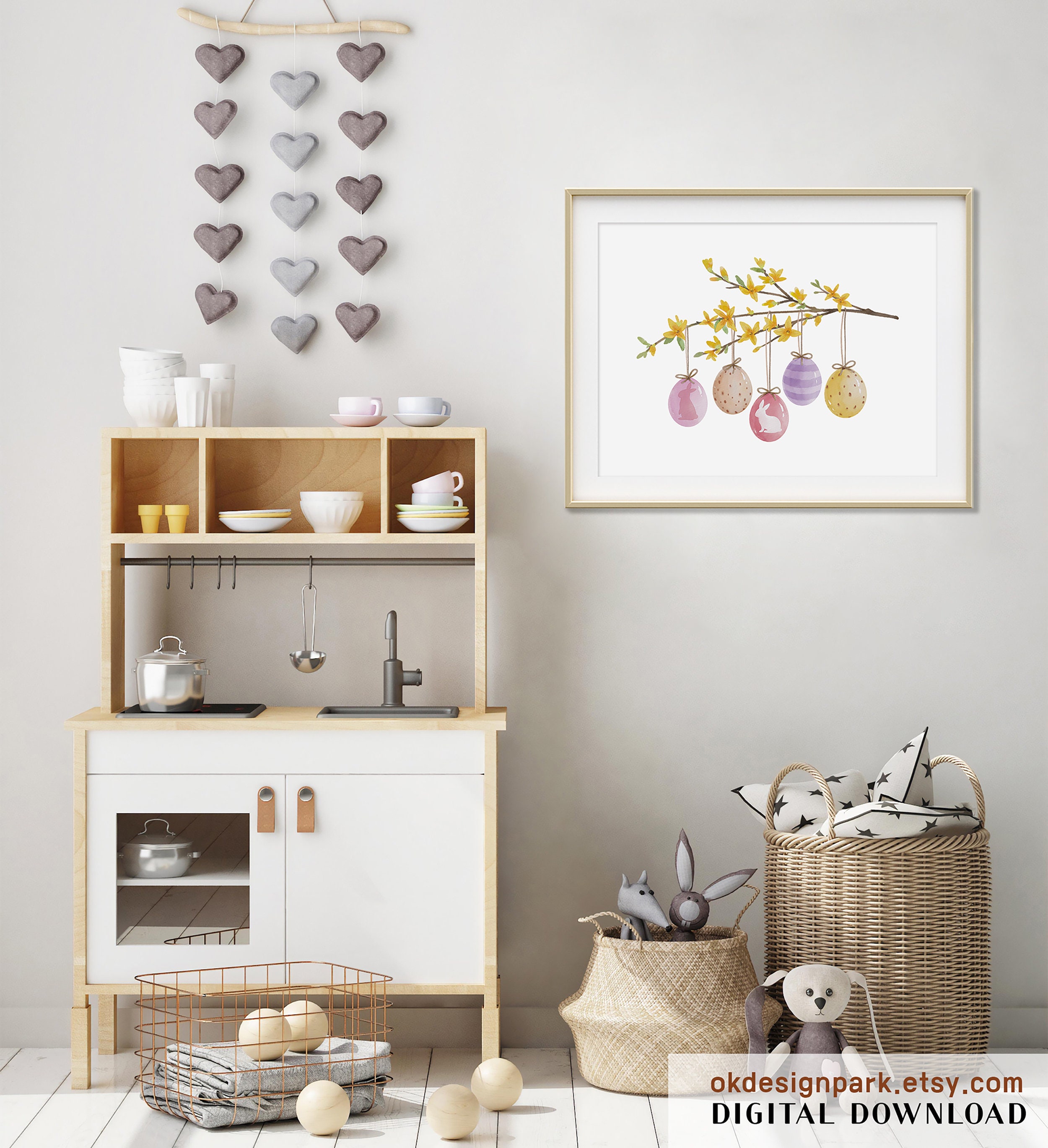 Easter Printable Set, Spring Prints, Set of 6 Print, Spring Wall Art ...